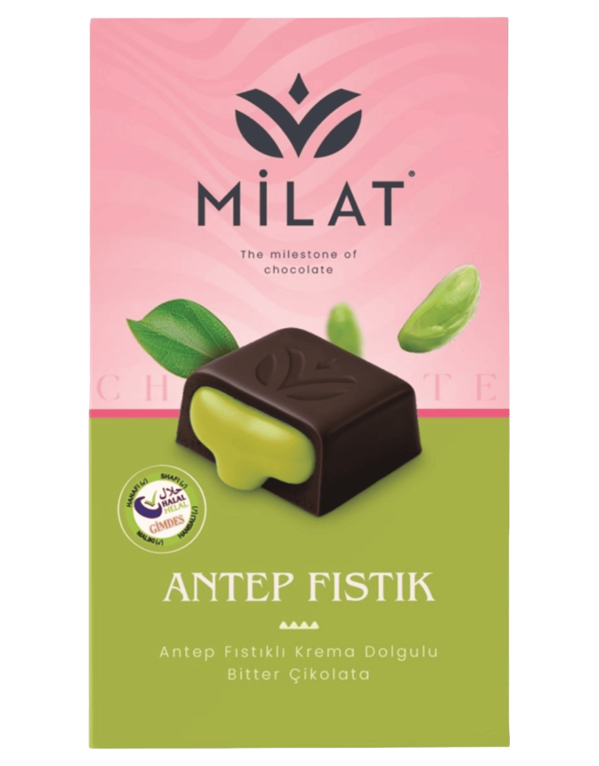 Milat Premium Antep Fıstık Dolgulu Bitter Çikolata 60 Gr yüksek kakao ...
